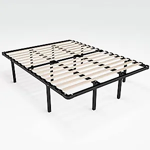 ZINUS SmartBase Euro Slats Mattress Foundation / 14 Inch Metal Platform Bed Frame / No Box Spring Needed / Sturdy Steel & Wood Frame / Underbed Storage, Queen