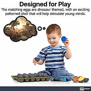 Matching Dinosaur Toy Egg Set for Toddlers – Educational Dino Eggs Fun Easter Basket Stuffers, Learning Games & Resources, Puzzle Game, Party Supplies, & Party Favor - Toys for Baby Boy, Girl, Toddler