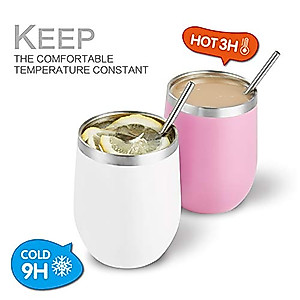 HITSLAM Wine Tumbler Cup Coffee Mug: 12oz Travel Insulated Tumbler with Lid & Straw, Stainless Steel Vacuum Double Wall-Gift for Women, Men, Mom, Dad, Friend (Purple)