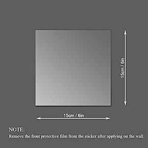 15 Pieces 6in Square Acrylic Mirror Sticker Sheet, Self Adhesive Golden Mirror Wall Decor, Removable Wall Stickers for Bathroom Living Room Bedroom Decal (Gold)