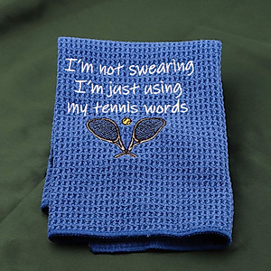 G2TUP Tennis Lovers Tennis Gifts Embroidered Sport Tennis Towel with Clip I’m Not Swearing I’m Just Using My Tennis Words (I’m Not Swearing)
