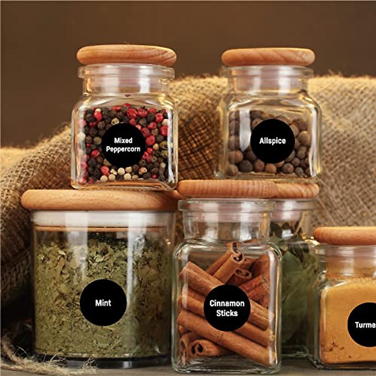 Megavava 281 Kitchen Pantry Labels + 144 Preprinted Round 1.5" Spice Labels,Pantry Labels for Containers, Food Label Stickers