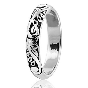 Sterling Silver Elegant Bali Style Filigree Scroll Design Everyday Band Ring (5.5)