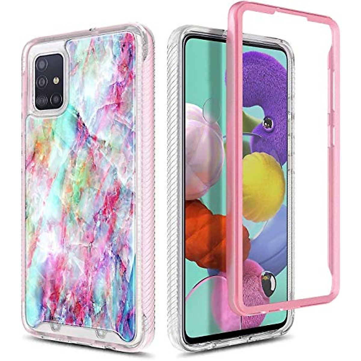E-Began Case for Samsung Galaxy A51 5G with [Built-in Screen Protector], (Not Fit A51 4G/5G UW Verizon), Full-Body Protective Shockproof Bumper Cover, Impact Resist Case -Marble Design Fantasy