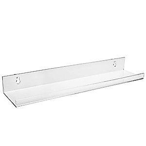 My Charity Boxes 15" Floating Wall Mounting Bookshelf for Kids Room;Clear Acrylic Bathroom Shelves Cosmetics Organizer, Spice Rack or Wall Décor Display (2 Pack)