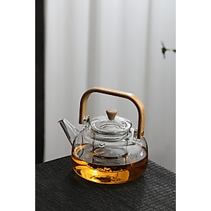 Wlasss Glass Tea Kettle with Removable Infuser,Stovetop Safe, Glass Teapot 1000 ml 33 oz, Tea Pot with Infusers for Loose Tea, Gift for Women and Adult