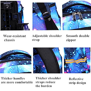 3Pcs Starry Sky Geometry Trolley Backpack Middle School Student School Bag Primary School bookBag