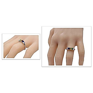 Central Diamond Center Oval Cut Lucita Mothers Birthstone Ring w/ 1 to 7 Simulated Birthstones - Sterling Silver-Size 10