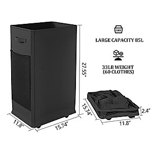 AOFEITE Large Laundry Basket Hamper with Wheels 85L Tall Rolling Collapsible Waterproof Clothes Hamper Organizer Sorter with Mesh Pockets Handle for Bathroom Bedroom Home