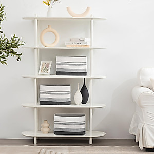 UBBCARE 3 Packs Storage Basket, Cotton Rope Baskets for Organizing Toys, Clothes, Woven Basket Bin for Shelves, Laundry Room, Bedroom, Nursery, and Living Room - Black & Brown Basket