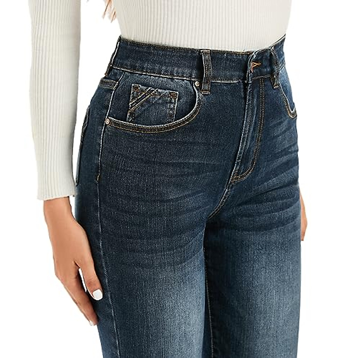 MetHera Women's Rolla Vintage High Rise Stretch Straight Leg Jeans (10, San Diego)