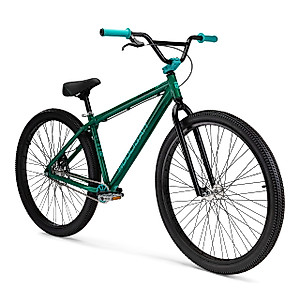 Mongoose Hooligan AL Adult BMX bike, 29x3-Inch Wheels, Lightweight Aluminum Frame, Single Speed, Disc Brakes, Green