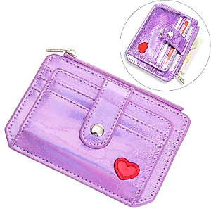 TENDYCOCO Money Clip with ID Window Hologram Card Holder Slim Coin Wallet for Women Girls