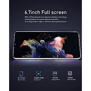 SANSHREUNI K60 Unlocked Cell Phones, 6GB+256GB Android 13 Unlocked Phone, 6.7" Screen+ Display 120HzD, 64MP Camera, Octa-Core CPU, 5500mAh Battery, GPS, AI Face, Dual SIM 5G Phone (White)