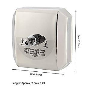 Retractable Clothesline, Square Stainless Steel Retractable Clothesline Indoor Travel Clothesline Clothes Line for Hanging Drying Indoor Room Bathroom Laundry Outdoor Travel.