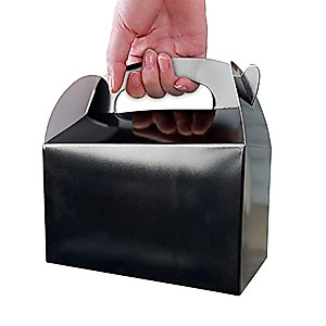 HKLMRO 35 PCS Party Treat Boxes Black Candy Cookies Gift Box DIY Portable Favor Bags Snack Goodie Cardboard Gable Perfect for Kids Birthday Halloween Wedding Baby Shower Easter Supplies Decoration