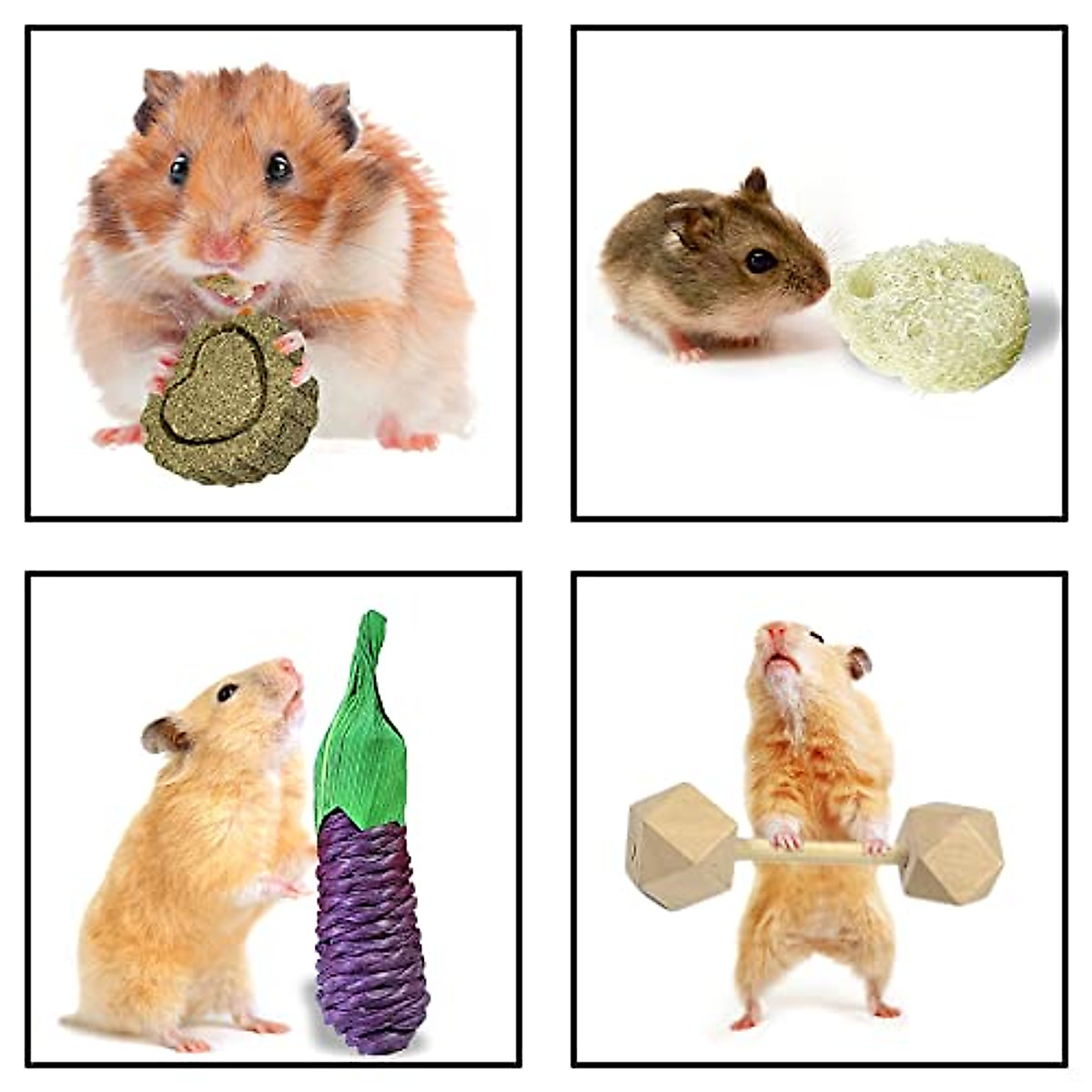 Hamster Guinea Pig Chew Toys, Hamster Rat Gerbil Mice Toys with Climbing Ladder and Hideout, Hamster Exercise Accessories for Syrian Dwarf Hamsters