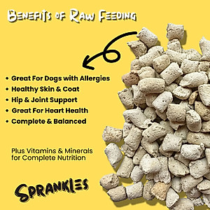 SPRANKLES Freeze Dried Dog Food for Small & Large Breeds Dogs, 16 Oz Chicken Dog Food Toppers for Picky Eatres, Made in USA - Grain Free & All Natural Freeze Dried Dog Treats Made with 96% Meat Organs
