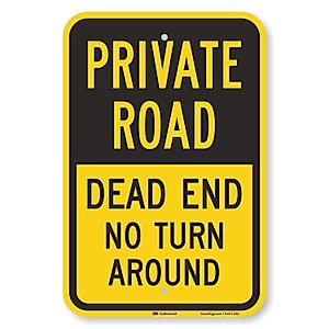 SmartSign Private Road Sign, Dead End Sign, Private Driveway Sign, 12 x 18 Inches 3M Engineer Grade Reflective Aluminum