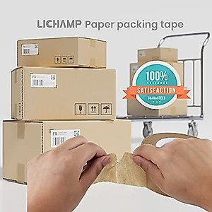 Lichamp Brown Packing Tape, Kraft Paper Tape Brown Gummed Tape for Packing Boxes, Shipping Cardboard and Carton Sealing, 6 Rolls x 2 inch x 55 Yard x 7 mil, B206BN