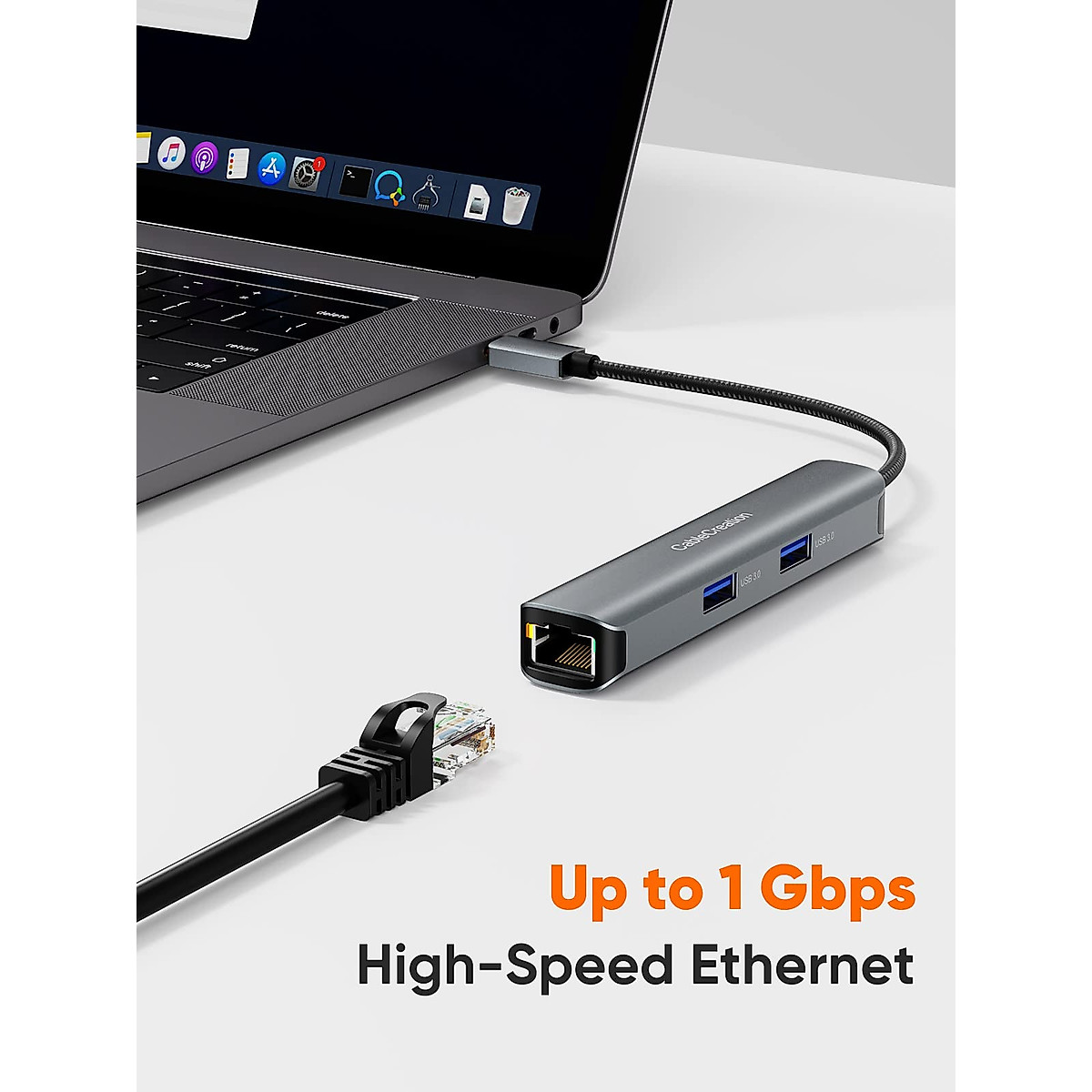 USB C Hub Multiport Adapter, CableCreation 5-in-1 USB C Adapter Aluminum Shell with 4K HDMI, 1Gbps Ethernet, 3 USB 3.0 Ports for MacBook Pro/Air 2020/2019, iPad Pro 2020, Surface Go, XPS