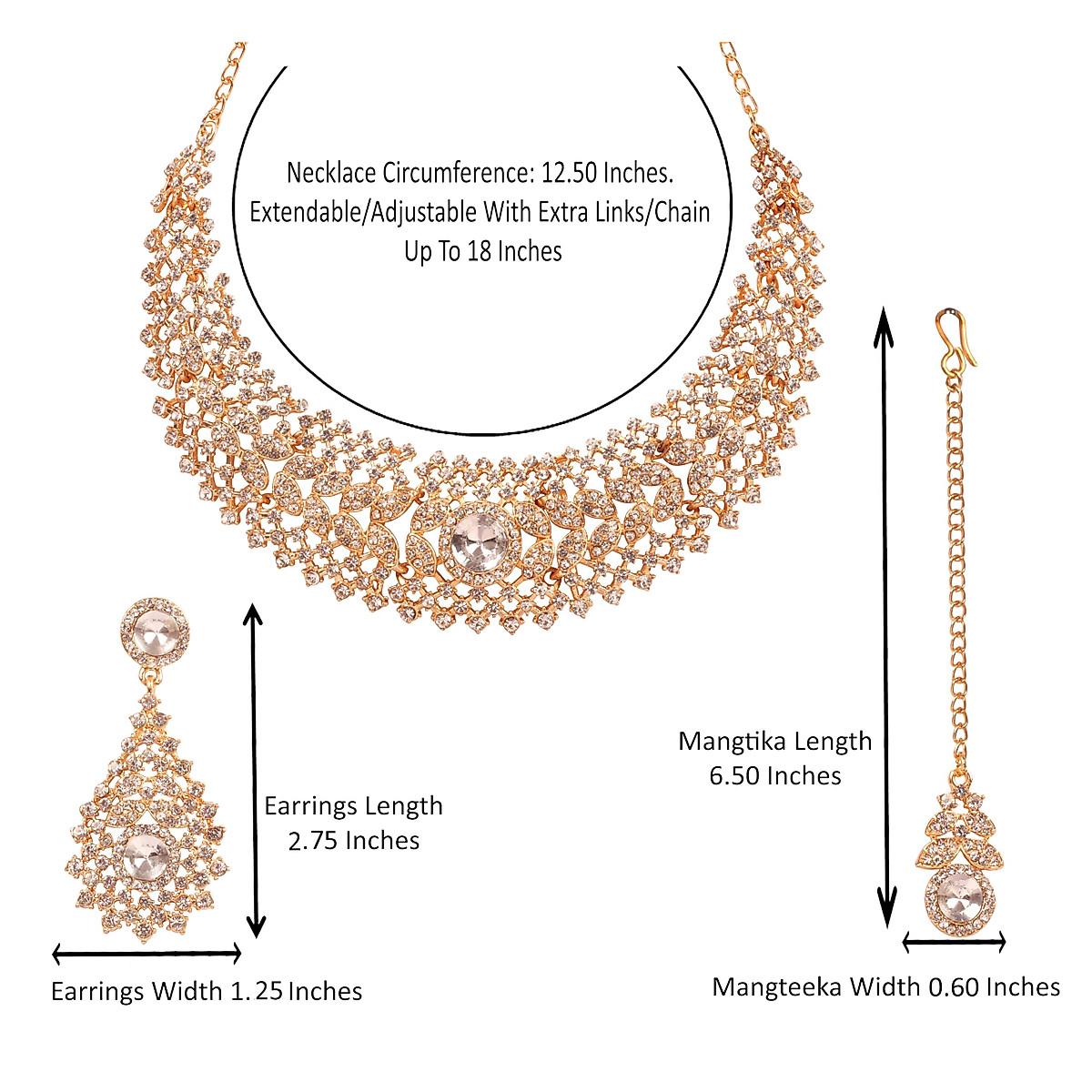 NEW! Touchstone Indian Bollywood Charming Workmanship Handcrafted Scintillating Faux Rhinestones Rivoli Shape Designer Jewelry Grand Bridal Hasli Necklace Set In Gold Tone For women.