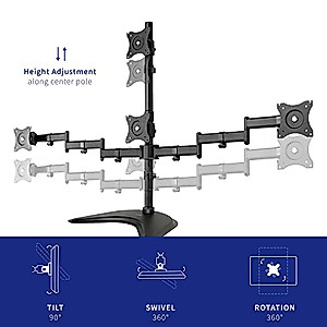 VIVO Quad LCD Monitor Desk Stand Mount, Free-Standing 3 Plus 1, Holds 4 Screens up to 24 inches, STAND-V004Z