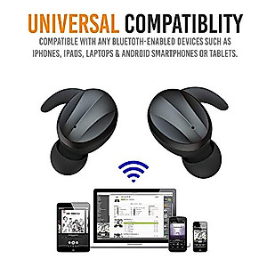 Alpatronix Wireless Earbuds HX500 Waterproof Bluetooth Headphones TWS in Ear Wireless Earphones Rechargeable Stereo Headset w/Qi Charging Case & Mic for iPhone/Samsung Galaxy, Sports&Running - Black