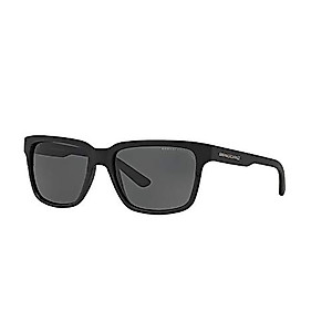 A|X ARMANI EXCHANGE Men's AX4026S Square Sunglasses, Matte Shiny Black/Grey, 56 mm