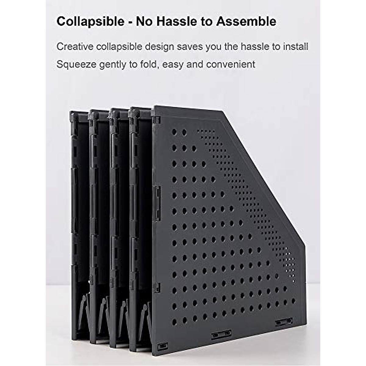 Leven/Deli Collapsible Magazine File Holder/Desk Organizer for Office Organization and Storage with 4 Vertical Compartments