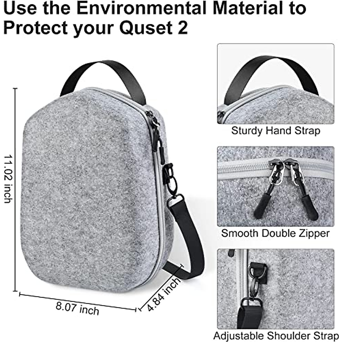 ANNAPRO Hard Carrying Case for Oculus Quest 2, Carrying Travel Case Compatible with Meta/Oculus Quest 2 Headset, Storage Bag for Quest 2 Accessories with Lens Cap Silicone Face Cover Adjustable Straps, Grey