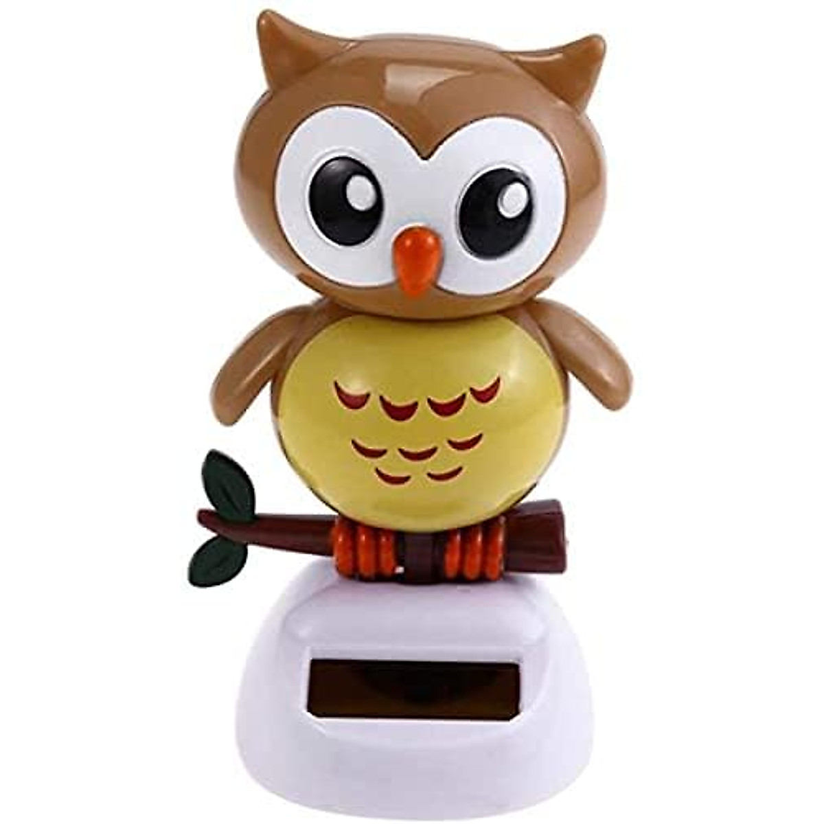 Solar Owl Bobble Shaking Head Dancing Toy Cat Figurine Statue Car Dash Board Ornaments for Car Vehicle Decoration - Light Coffee