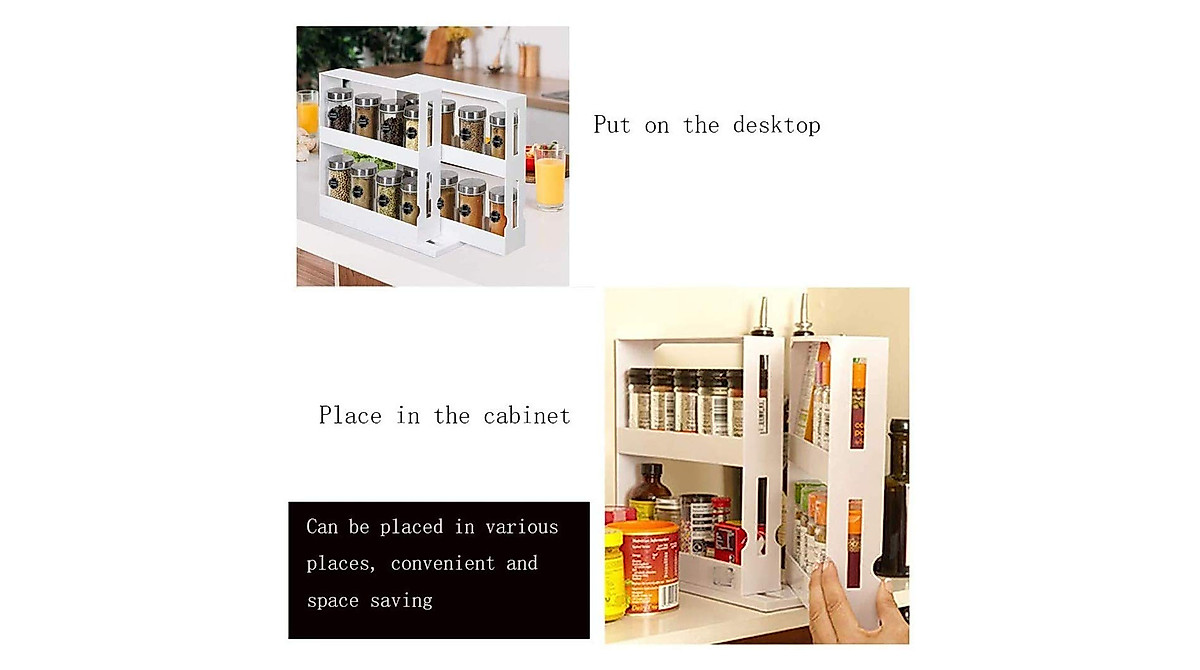 Veizn Two-Tier Rotating Spice Rack for Kitchen & Bathroom Storage