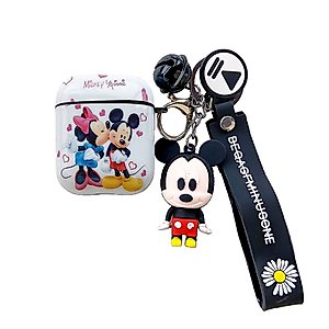 OINbxw for Airpod Case Cover, Airpod Case Personalized Custom with Lanyard Keychain Cool Cartoon Cute Anime Design Series Airpod Case for Women Girls Wireless Airpod 2 Case (Mickey)