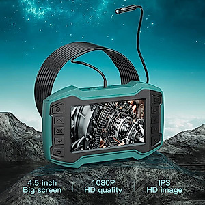 8MM Inspection Camera Endoscope, Dual 1080P Lens, Semi-Rigid Cable, 4.5 Inch Screen, IP67 Waterproof 6 LEDs, 1700mAh, Max 64GB Card(1M/3.28FT Cable)