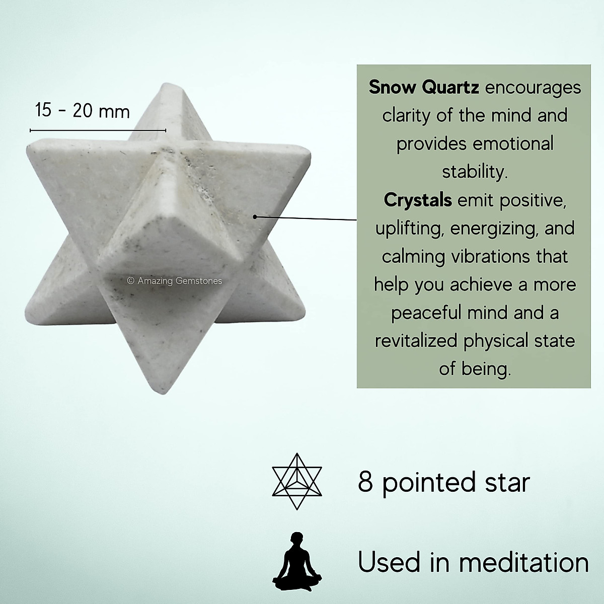Snow Quartz Merkaba Crystal - 0.75" Inches 3d Metatrons Cube Crystal Merkaba