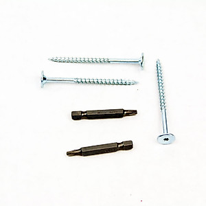 FastCap PowerHead Wood Screws with Flat Head - Self-Tapping Point - 3" Length, #2 Square Drive, Zinc Finish, 50-Pack - 99962