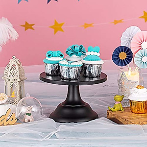 Cake Stand Set Round Metal Cake Stands Dessert Display Cupcake Stands with Simple Design (Black, Diam 8")