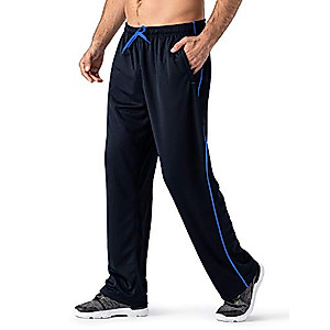 MAGNIVIT Men's Athletic-fit Run Sport Pant Training Fitness Trousers with Zippered Pockets Blue