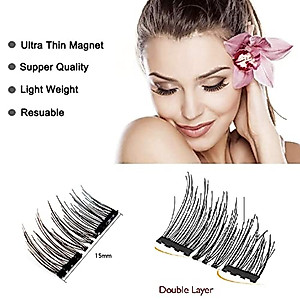 No Glue Magnetic Eyelashes Natural Look, Half Eye 2 Magnets Reusable False Eyelashes with Applicator