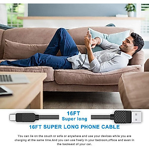 USB Type C Cable Phone Charger, 16FT/5M Type C Charging Cable with Braided Nylon for Samsung Galaxy S10 S9 S8 S20 Plus A51 A11, Note 10 9 8, PS5 Controller, USB C Charger