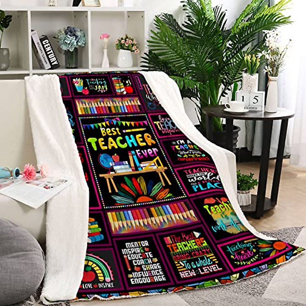 LEITINGYA Teacher Gifts for Women Men, Teacher Appreciation Gifts, Teacher Teachers Day Graduation Retirement Gifts, Best Teacher Christmas Throw Blanket for Couch Bed 50 x 60