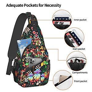 JDEIFKF Mushroom Sling Bag Travel Crossbody Bag Chest Daypack Hiking Shoulder Bag For Men Women