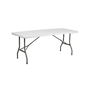 Flash Furniture Kathryn 6-Foot Bi-Fold Granite White Plastic Folding Table