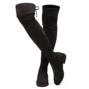 Herstyle Secret Obsession Women's Over the Knee Boots Thigh High Stack Heel Long Stretch Fall Riding Boots, Black, Size 8.0