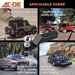 AC-DK 4" Drop Hitch Ball Mount,Fusion Trailer Hitch Mount Trailer Ball Hitch Tow Ball Mount Kit,2 Inch Square and Ballmount Towing,2" Hitch Ball 6000 lbs with 3 Keys for Locking Hitch Receiver