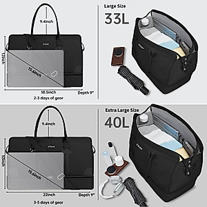 ETRONIK Weekender Overnight Bag for Women, Large Travel Duffle Bag with Shoe Compartment & Wet Pocket, Carry On Tote Bag Gym Duffel Bag with Toiletry Bag for Hospital 4 Pcs Set, Large Size, Black