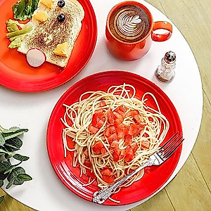 Hasense Dinner Plates, 10 Inch Large Salad Plates for Kitchen, Stoneware Dinnerware Dish Sets, Microwave, Oven, and Dishwasher Safe, Scratch Resistant, Gradient Orange