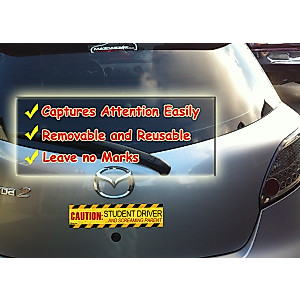Zento Deals Caution Student Driver and Screaming Parent Car Magnet Funny New Driver Flexible Magnet 12" X 3" (1 Pack)