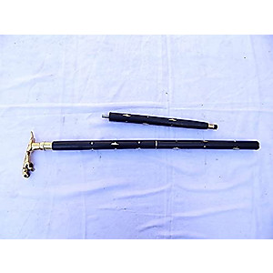 Victorian Style Jaguar Handle Walking Stick Cane Solid Brass Handle Wooden Black Stick Fordable